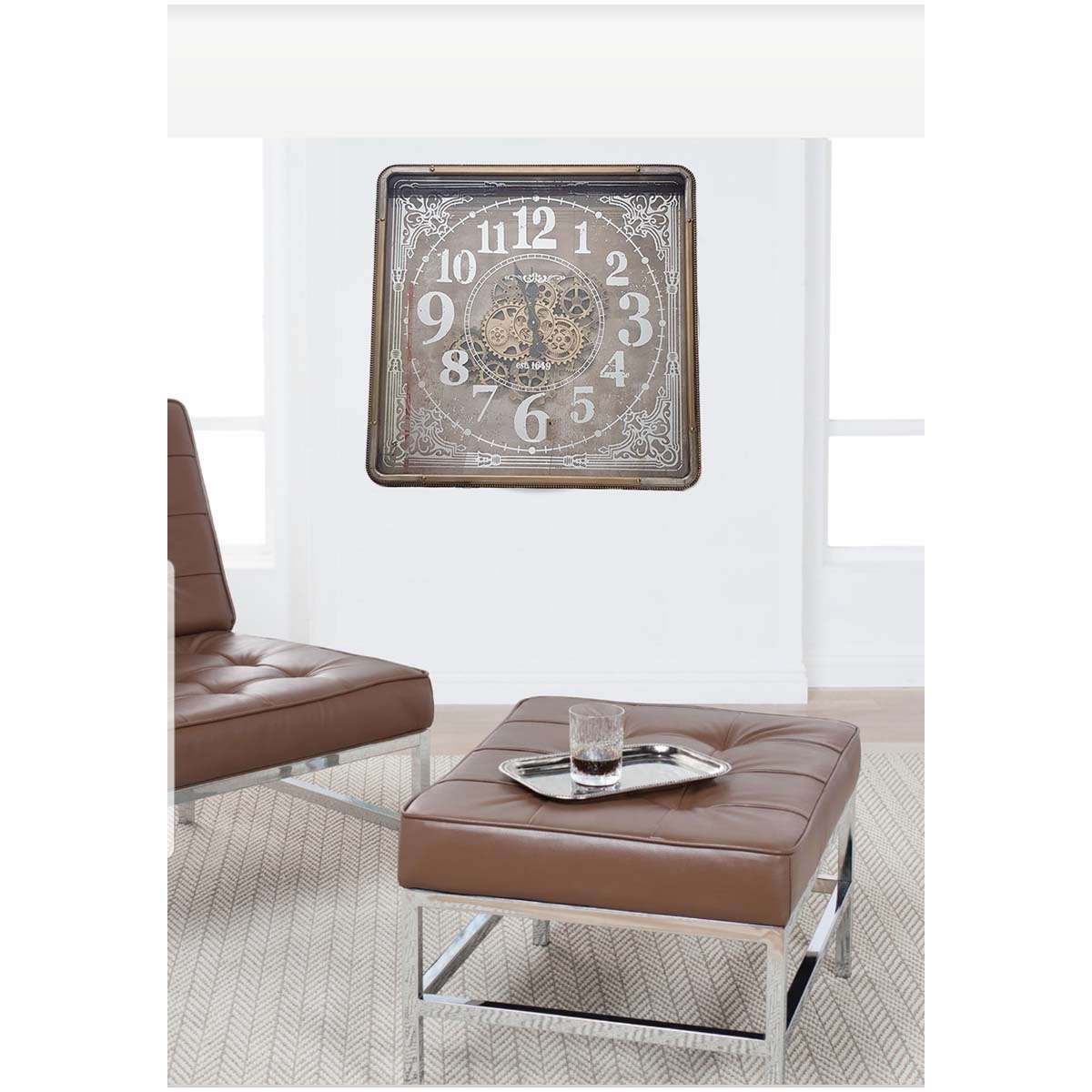 Rune Square Rustic Gold SIlver Mirrored Moving Gears Wall Clock – Oh Clocks
