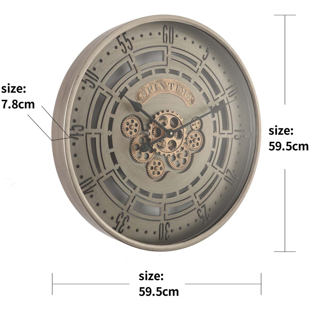 Spin Time Industrial Brushed Metal Moving Gears Wall Clock – Oh Clocks