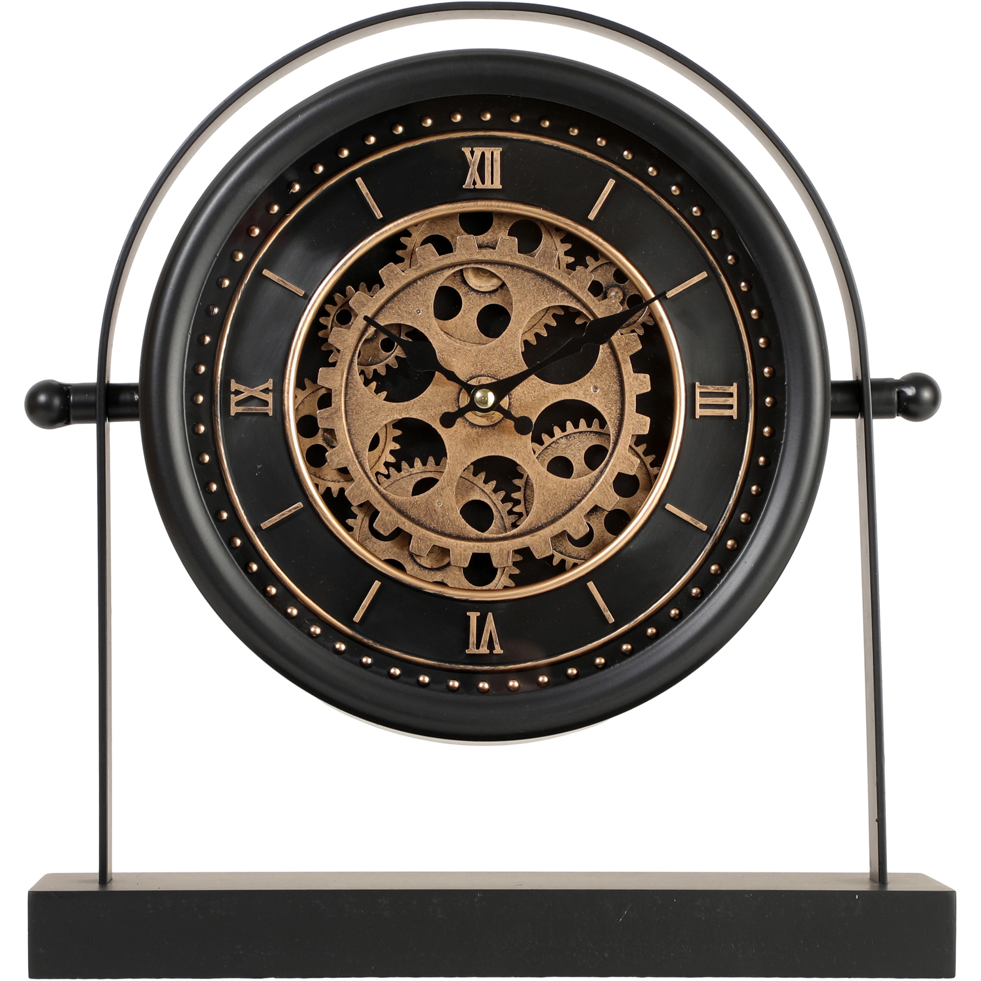 St. John Black Metal Moving Gears Bedside Floating Desk Clock – Oh Clocks