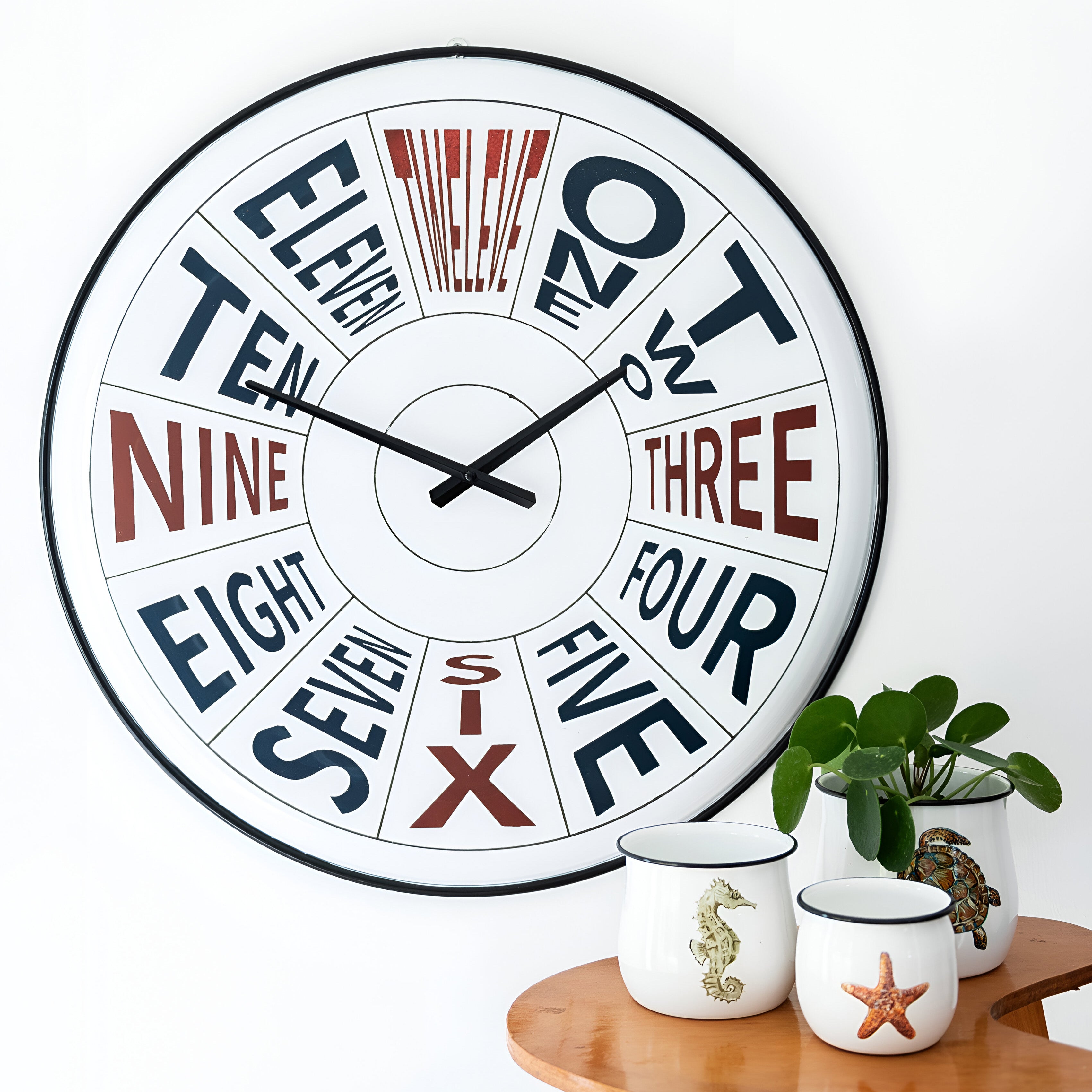 Buy Nautical Large Written Word Numbers Wall Clock 62cm Online – Oh Clocks