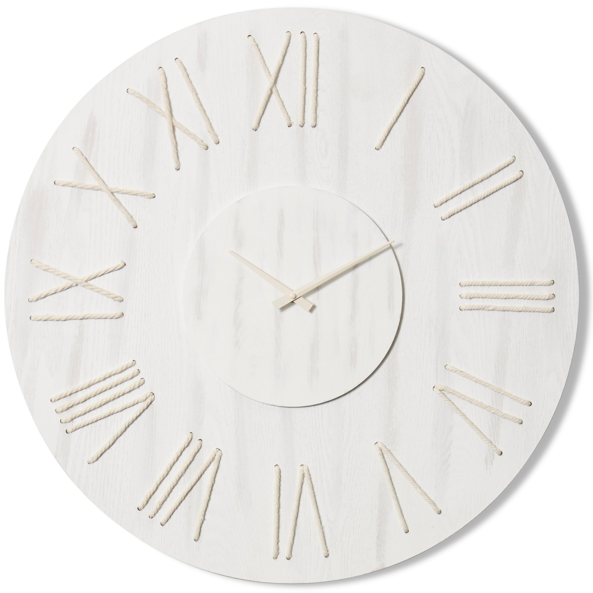 Buy Camden Rustic Wooden Rope Roman Wall Clock White Wash 68cm – Oh Clocks