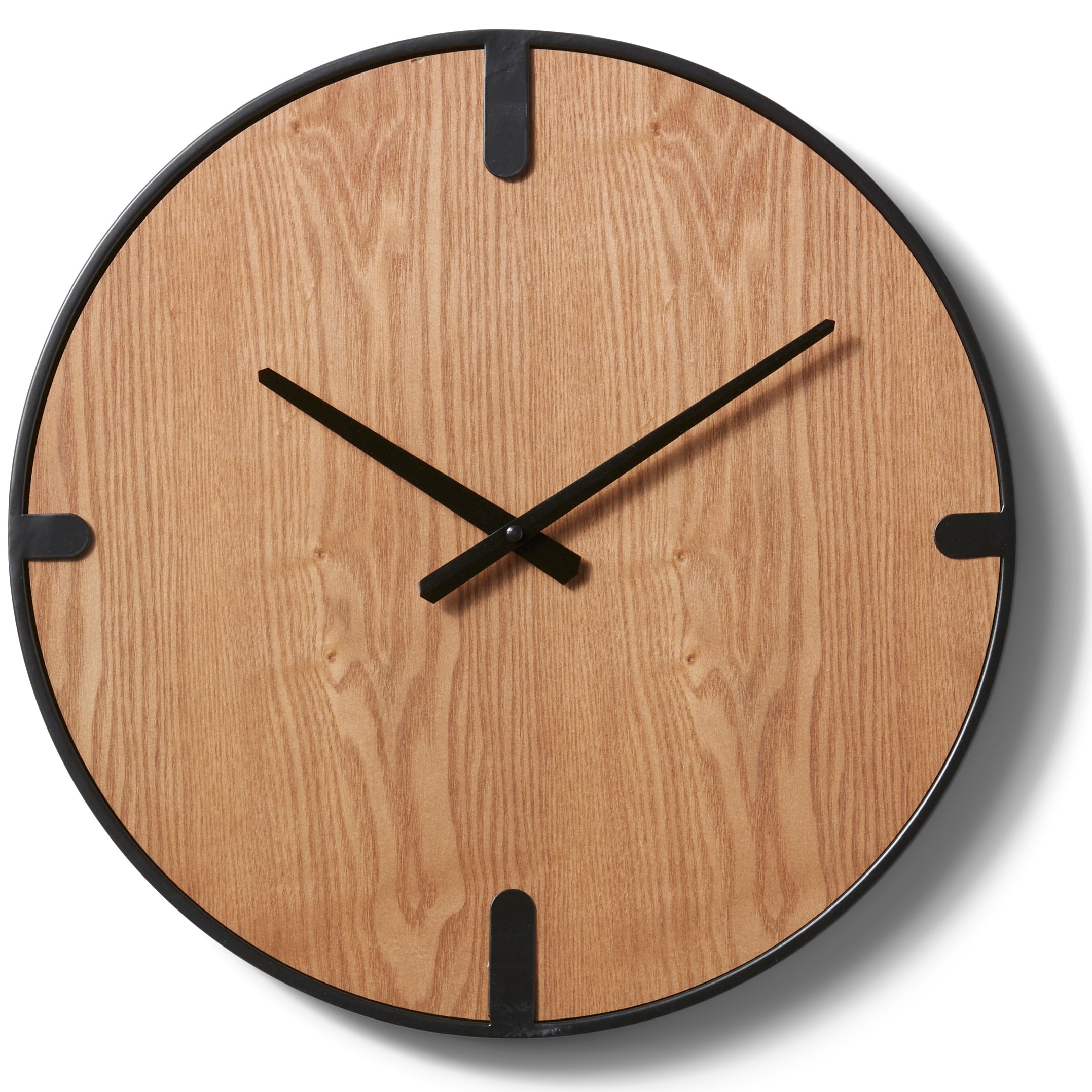 Buy Edison Minimal Iron and Wood Wall Clock Black 45cm Online – Oh Clocks