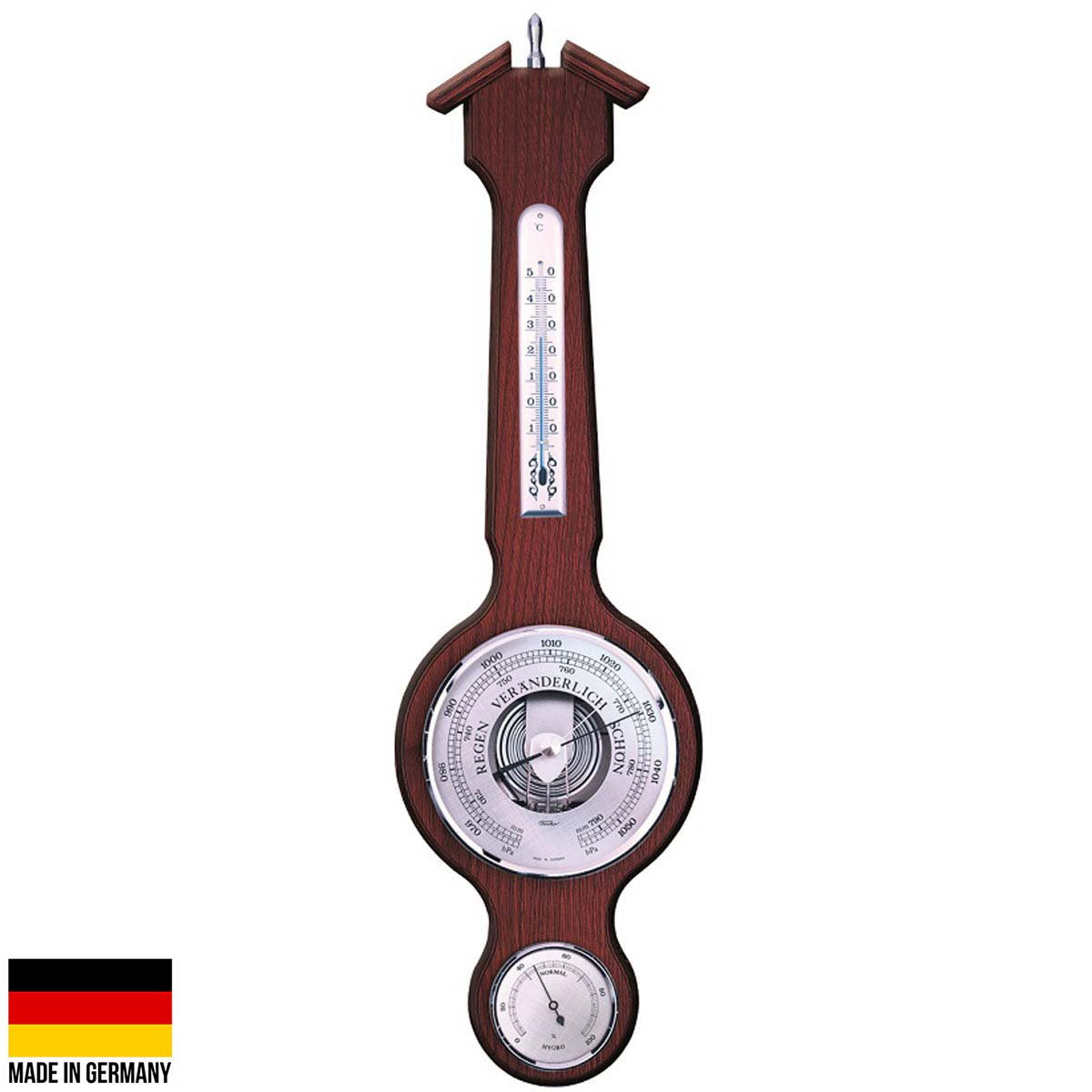 Fischer Taylor Sheraton Chromed Brass Weather Station Mahogany – Oh Clocks