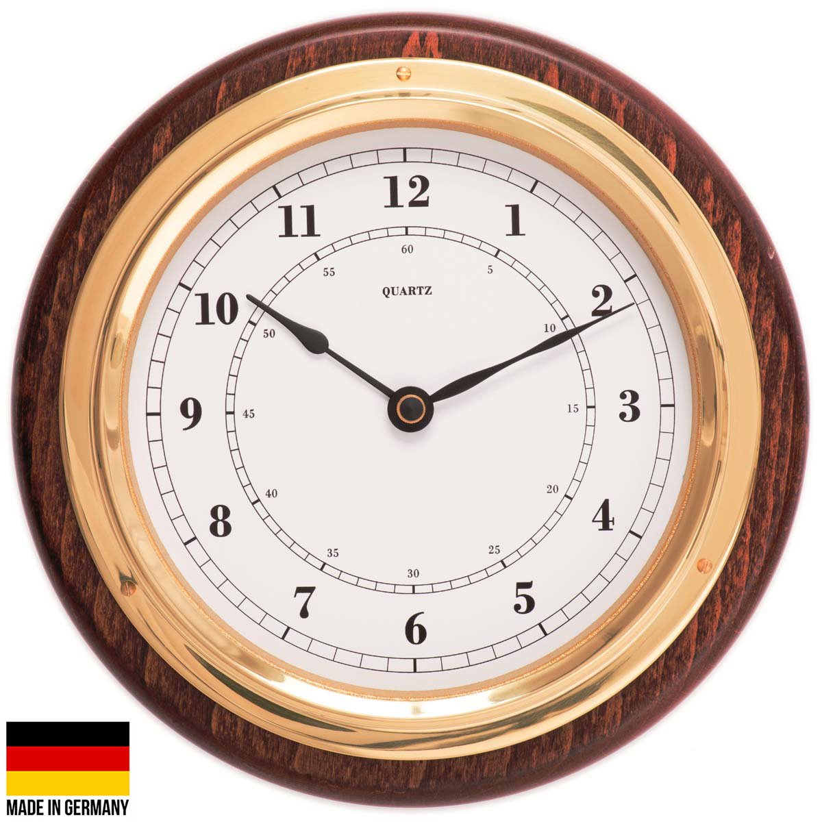 Buy Fischer Walter Polished Brass Quartz Wall Clock Mahogany 17cm – Oh ...
