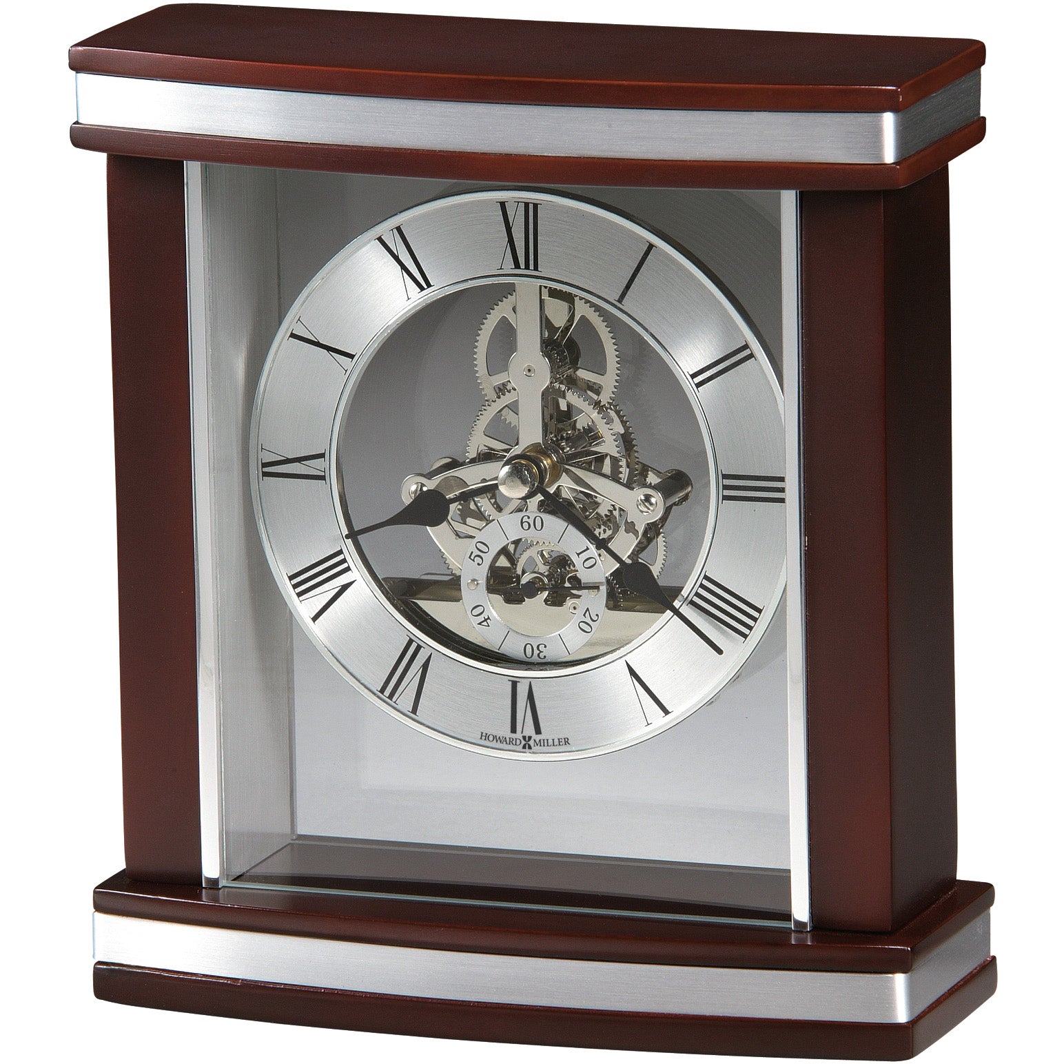Howard Miller Templeton Skeleton Desk Clock Rosewood Silver 19cm – Oh ...
