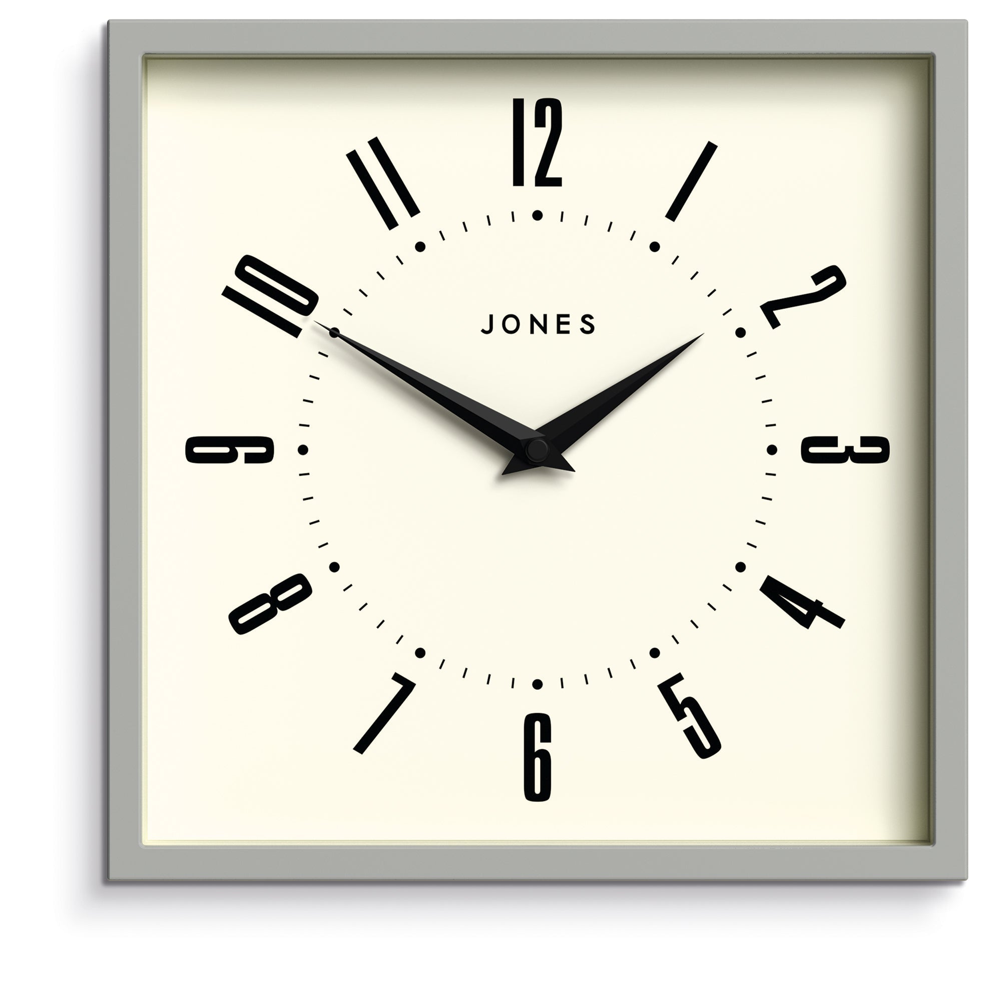 Buy Jones Box Square Wall Clock Numbers Grey 25cm Online – Oh Clocks