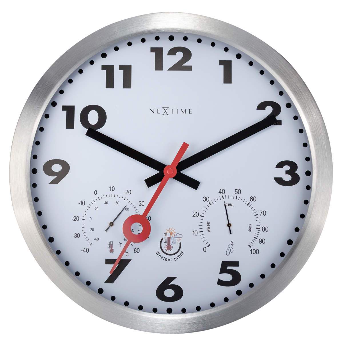NeXtime Arabic Temperature Humidity Outdoor Wall Clock White – Oh Clocks