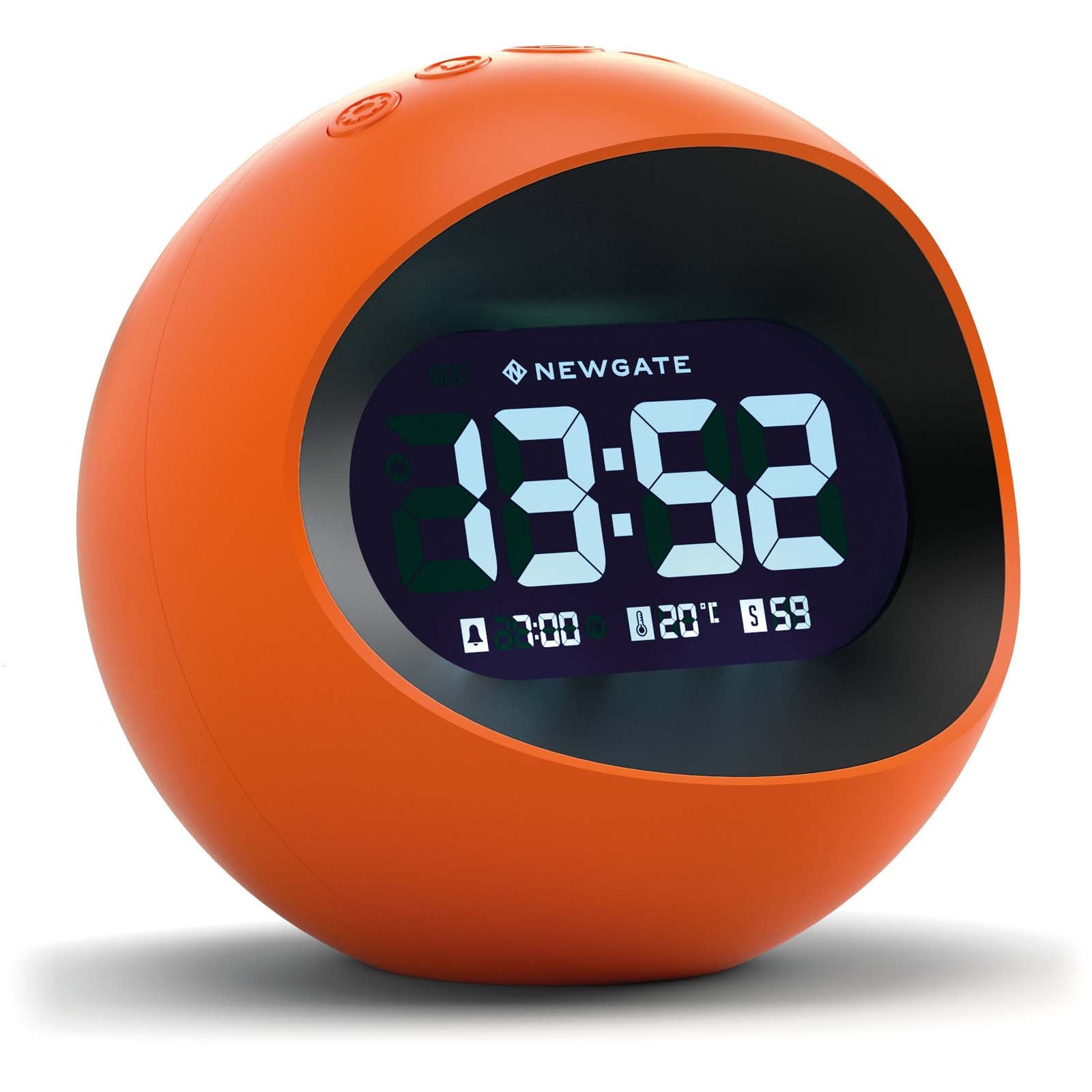 Newgate Centre Of The Earth LCD Alarm Clock Pumpkin Orange – Oh Clocks