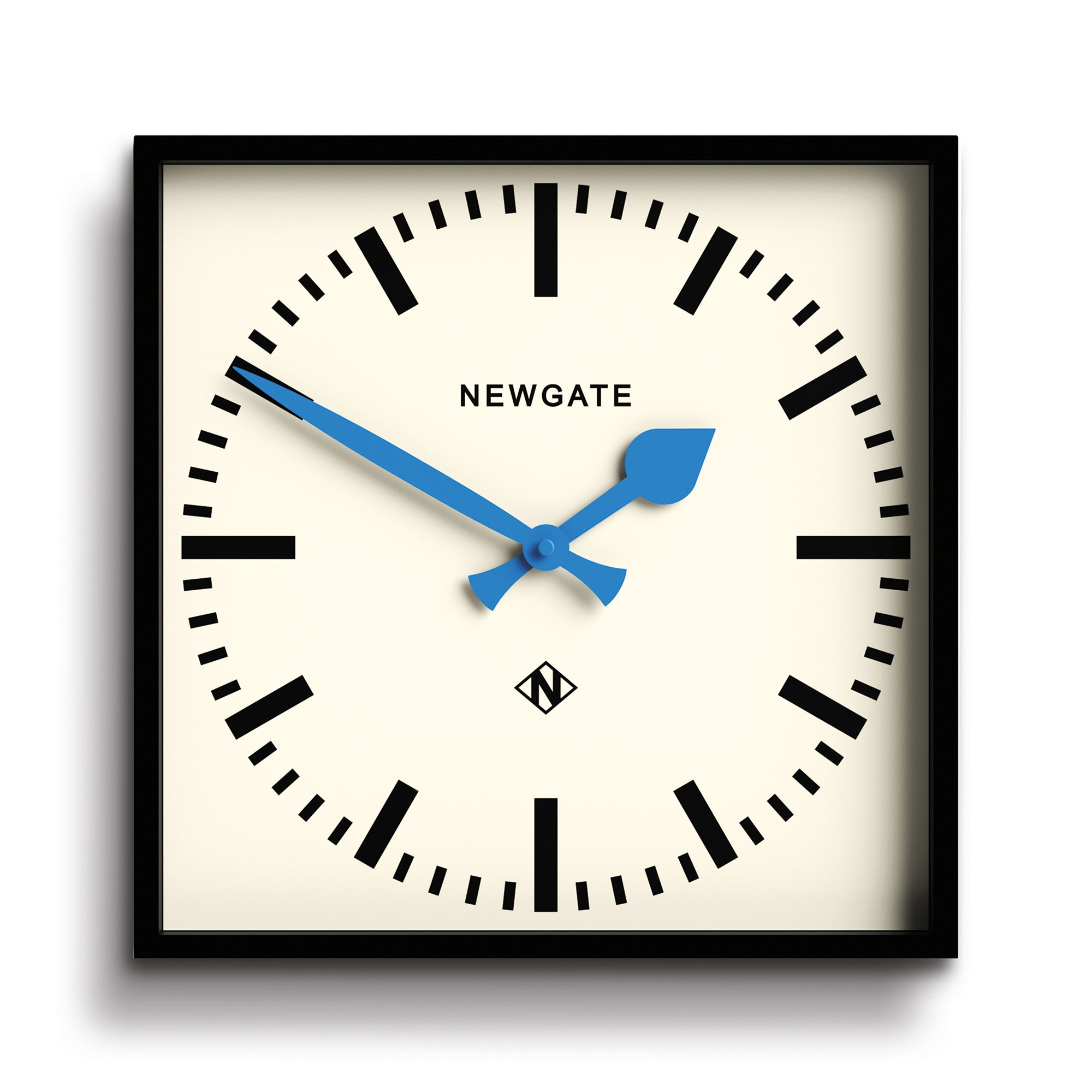 Buy Newgate Number Five Square Station Wall Clock Blue Hands 34cm – Oh ...