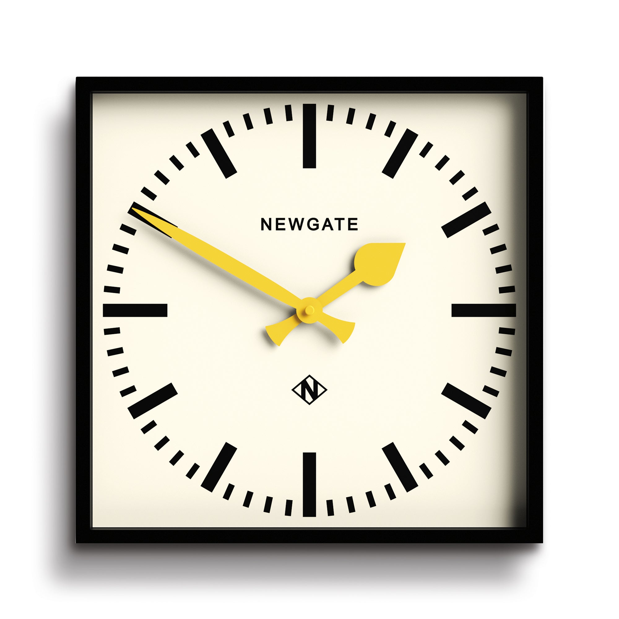 Newgate Number Five Square Station Wall Clock Yellow Hands – Oh Clocks