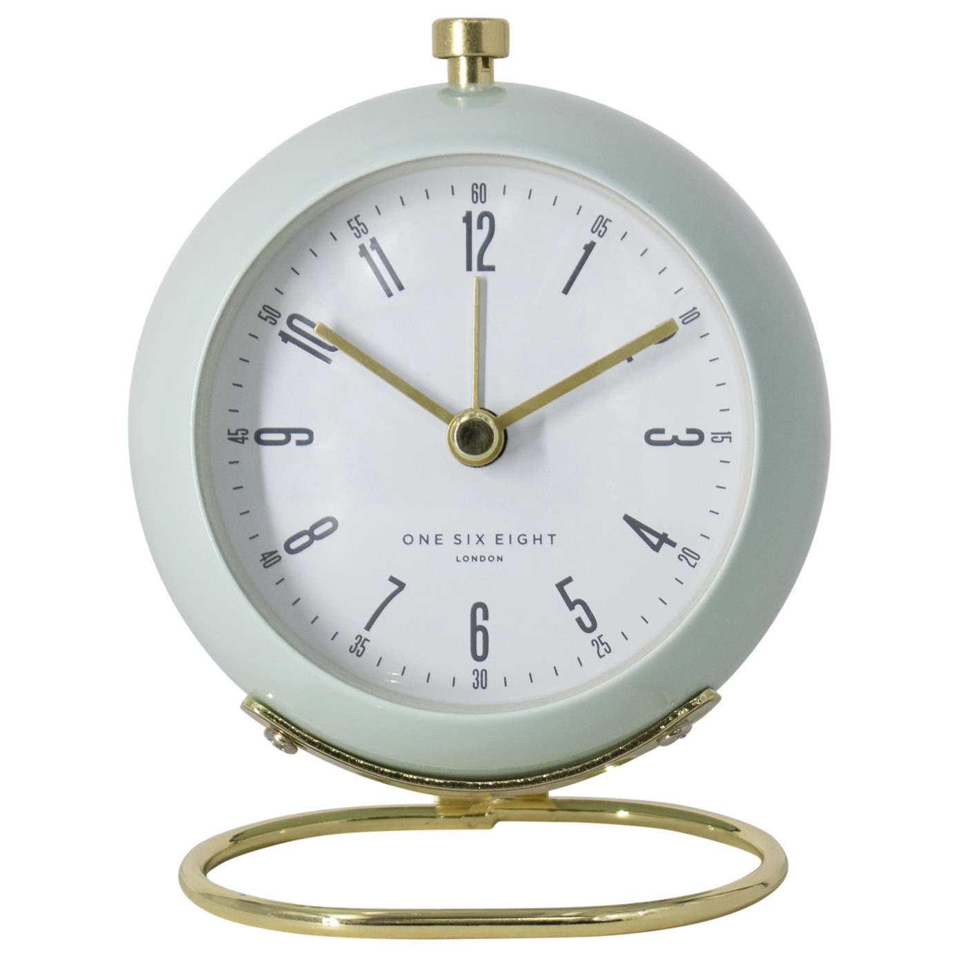 One Six Eight London Grace Vintage Metal Alarm Clock Sage Green – Oh Clocks
