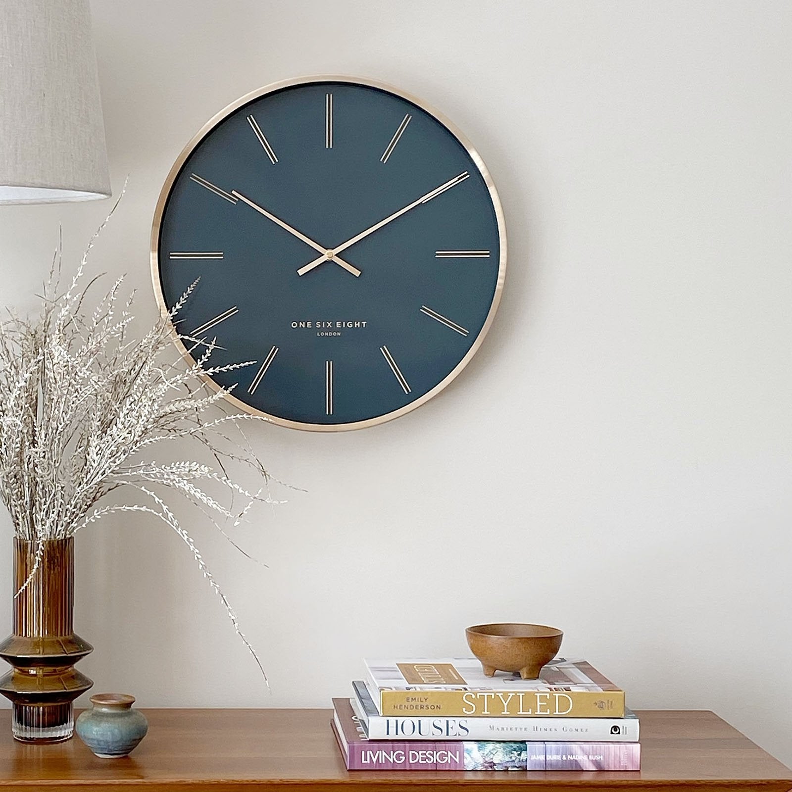 One Six Eight London Otto Metal Markers Wall Clock Petrol Blue – Oh Clocks