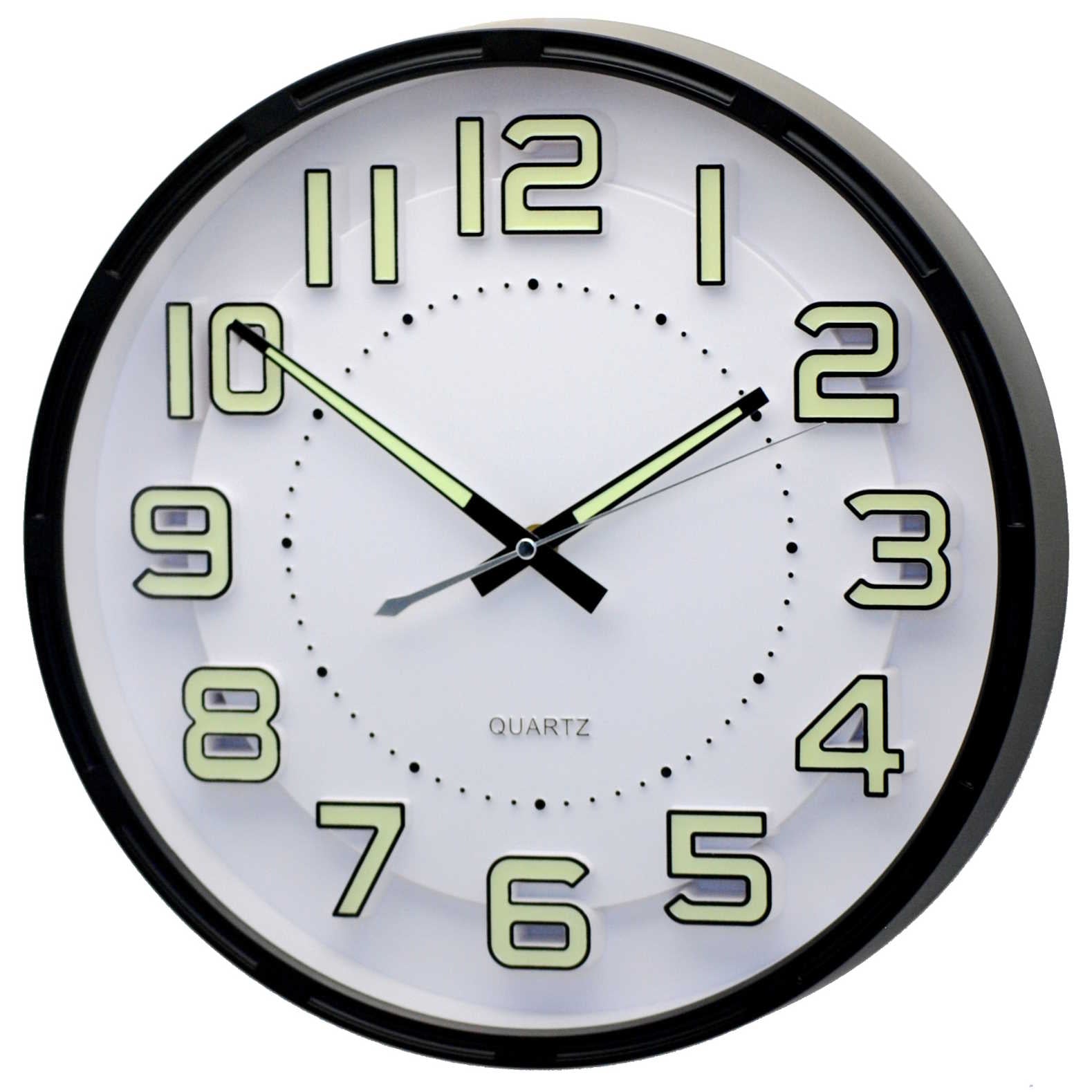 Buy Pearl Time Keila Glow In The Dark Wall Clock Black White 35cm – Oh ...