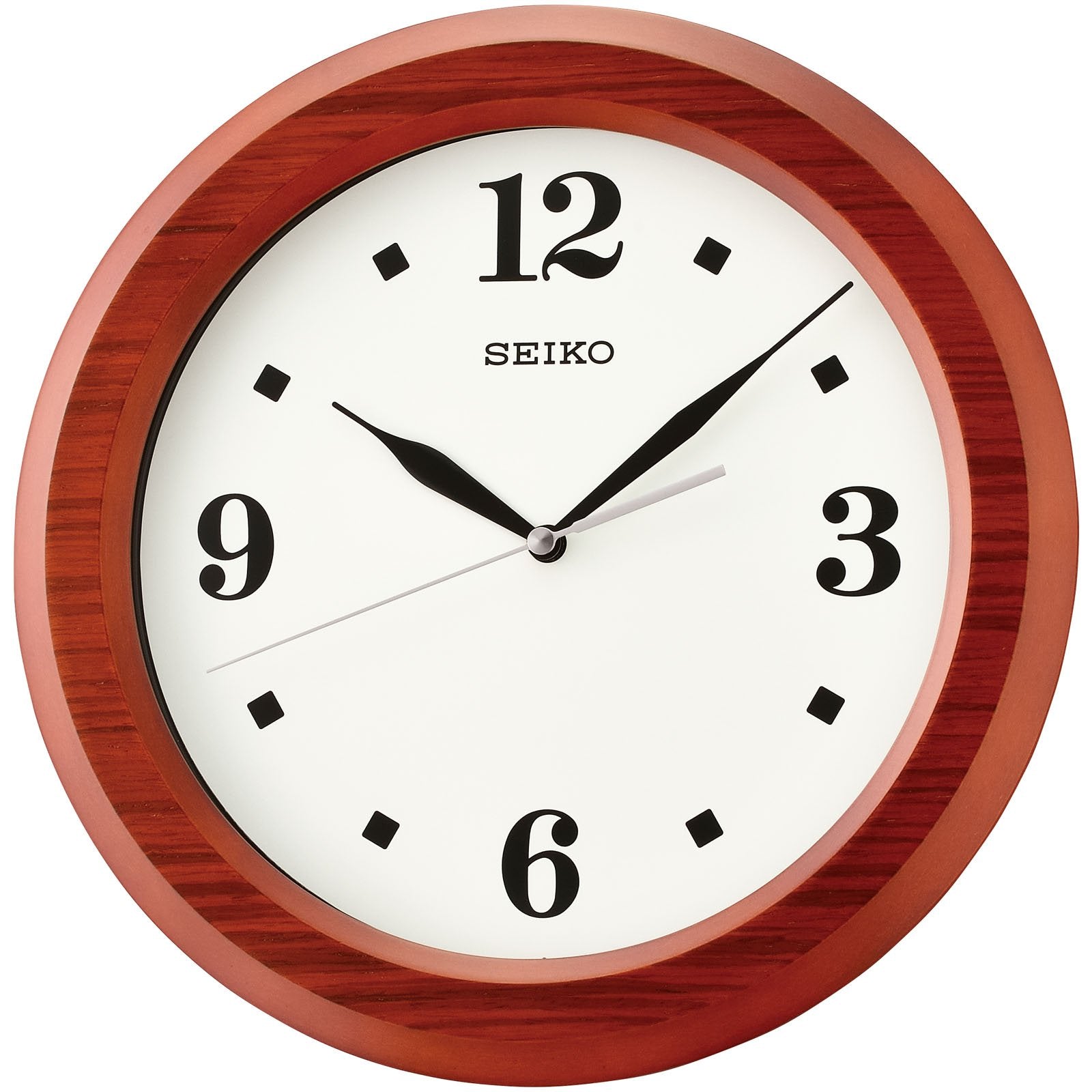 Buy Seiko Caleb Wooden Wall Clock Dark Brown 30cm Online – Oh Clocks