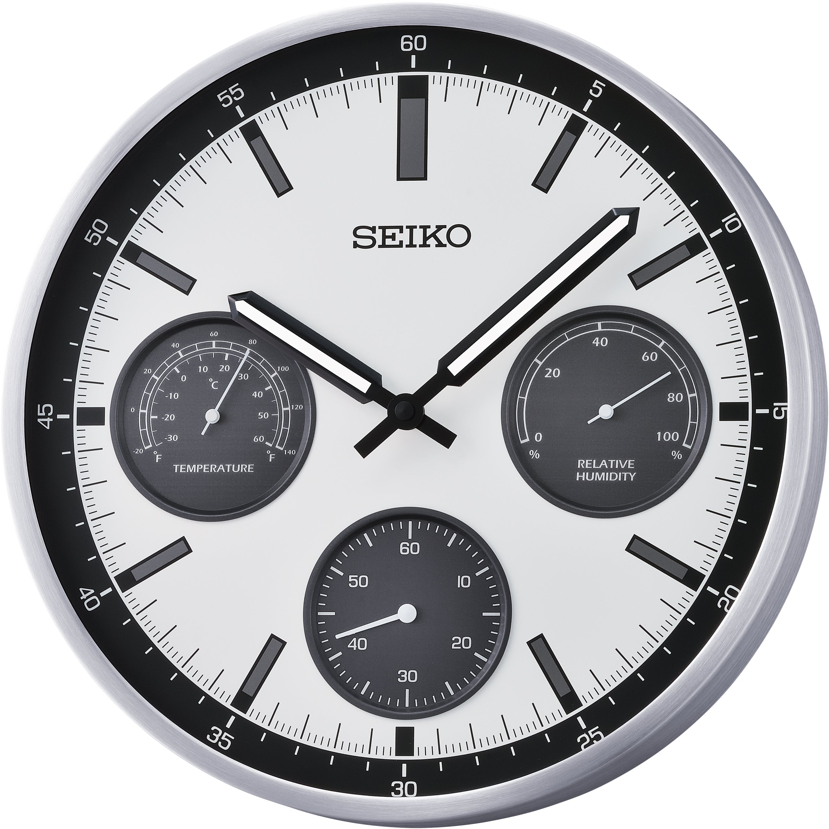 Seiko Calypso Watch Face Thermo Hygro Wall Clock Black White – Oh Clocks