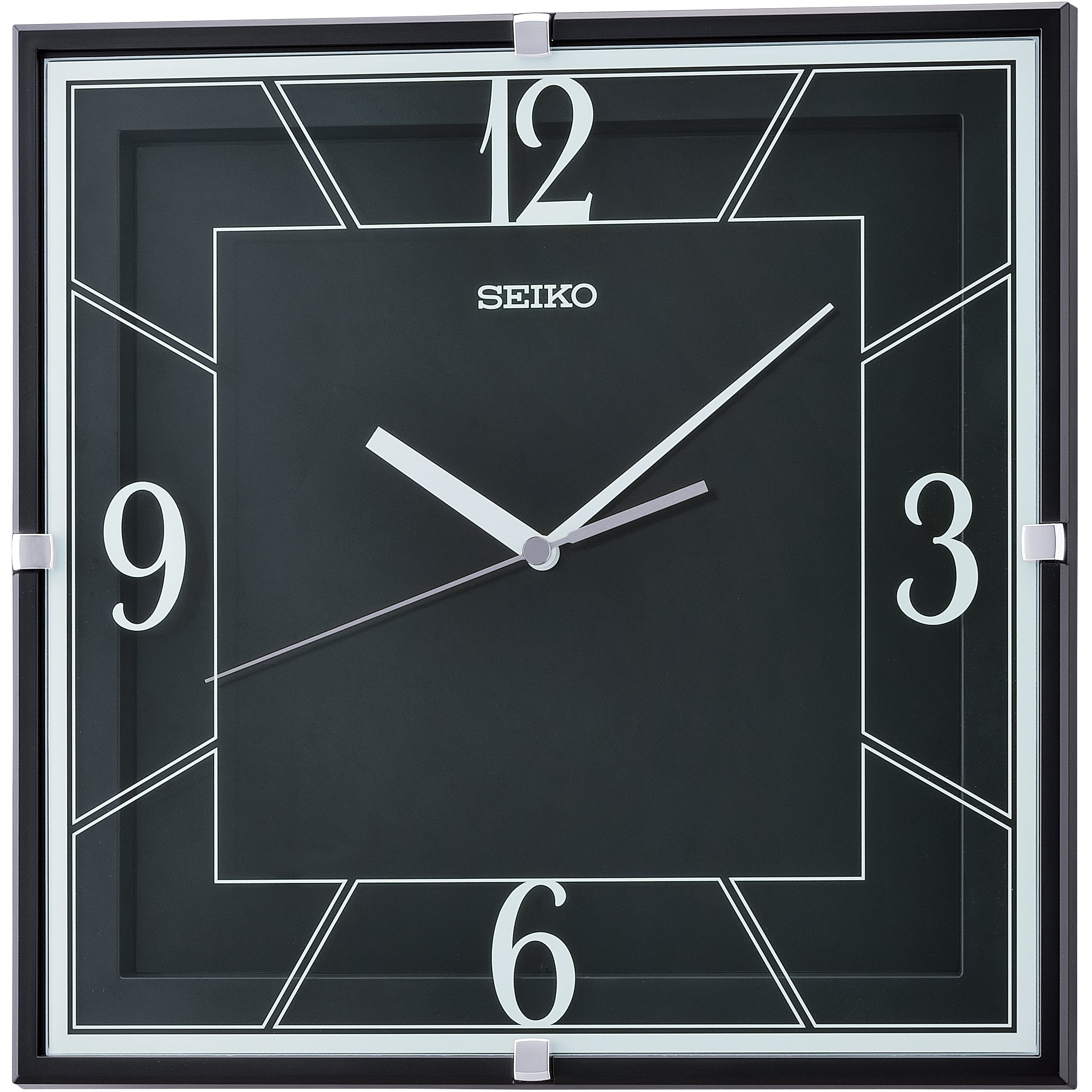 Buy Seiko Clark Square Wall Clock Black 30cm Online – Oh Clocks