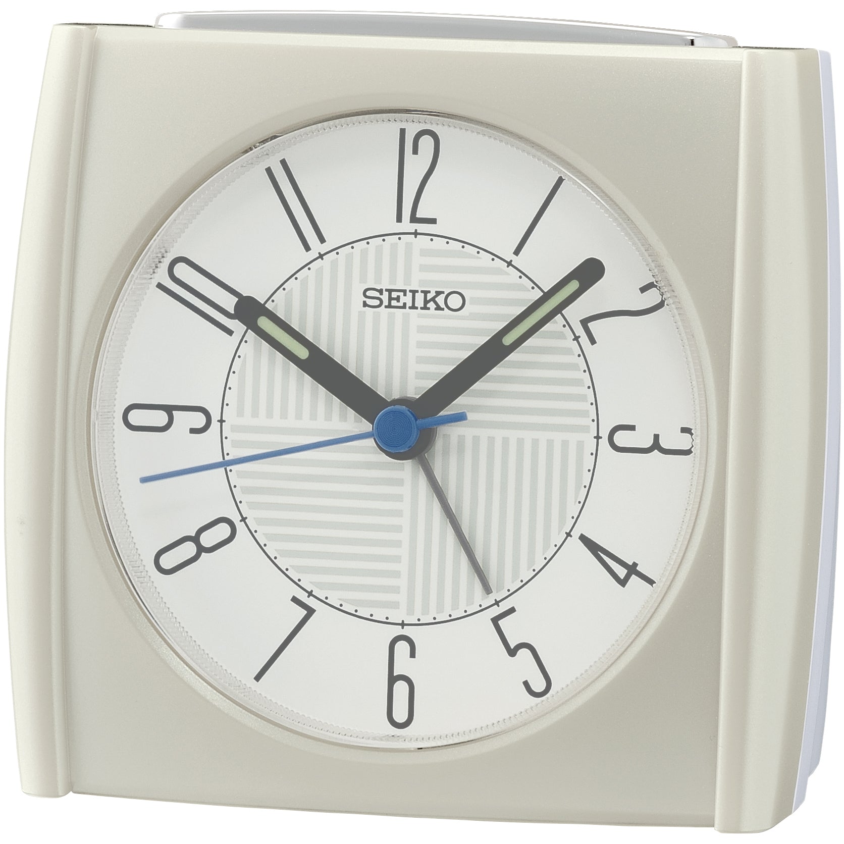 Buy Seiko Eugenie Bedside Alarm Clock Pearl White 9cm Online – Oh Clocks