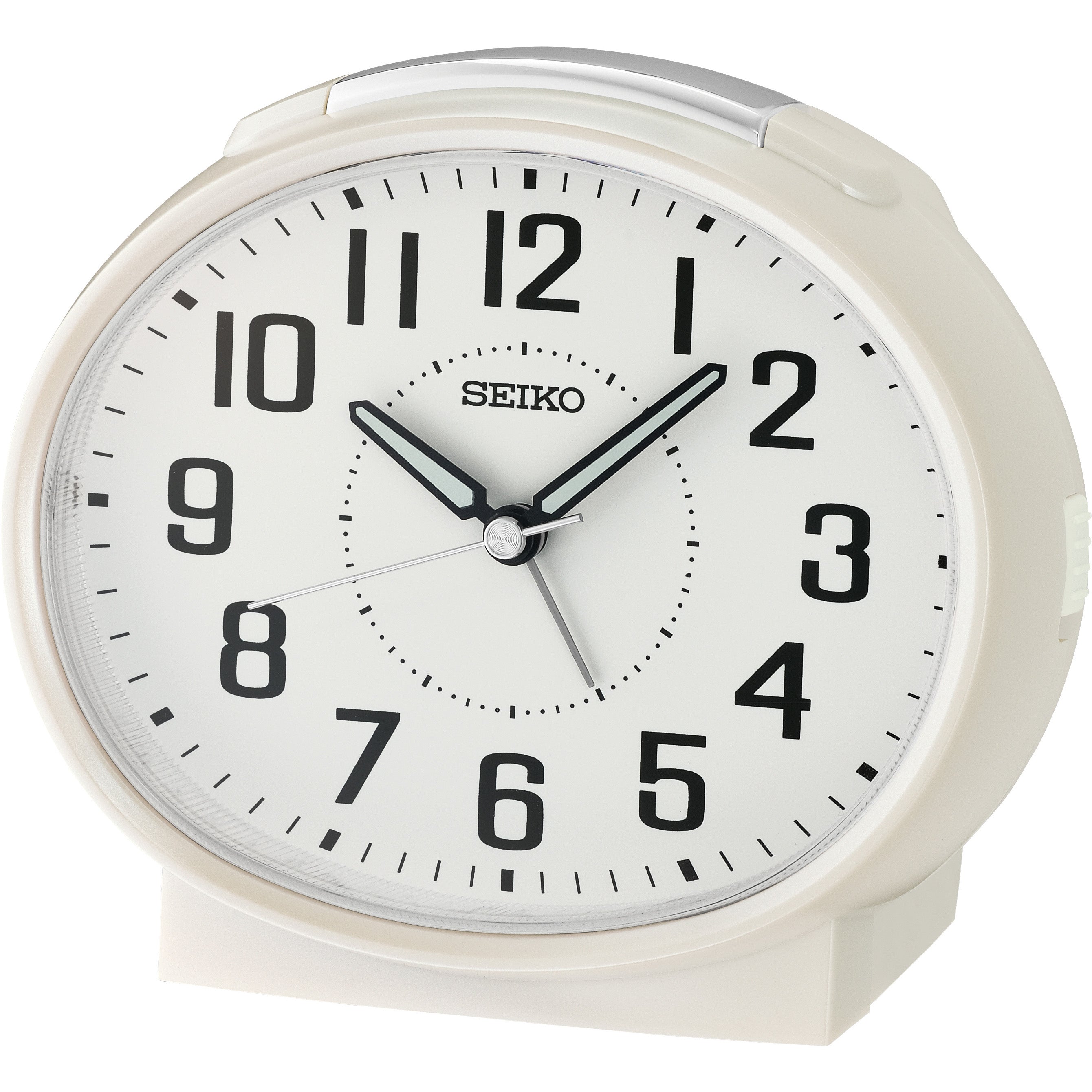 Buy Seiko Fynn Bedside Alarm Clock Pearl White 13cm Online – Oh Clocks