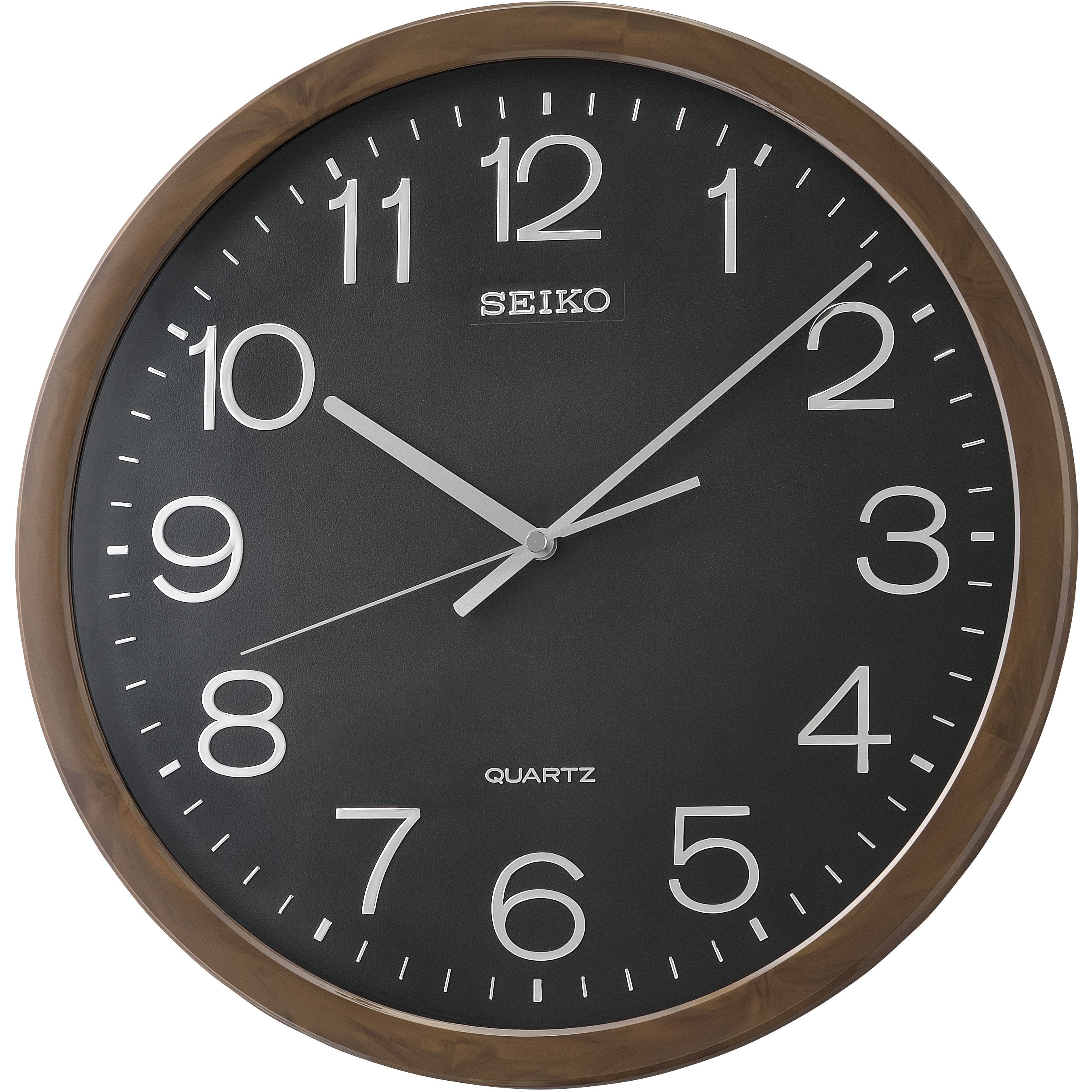 Buy Seiko Harlow Wall Clock Brown Black 40cm Online – Oh Clocks
