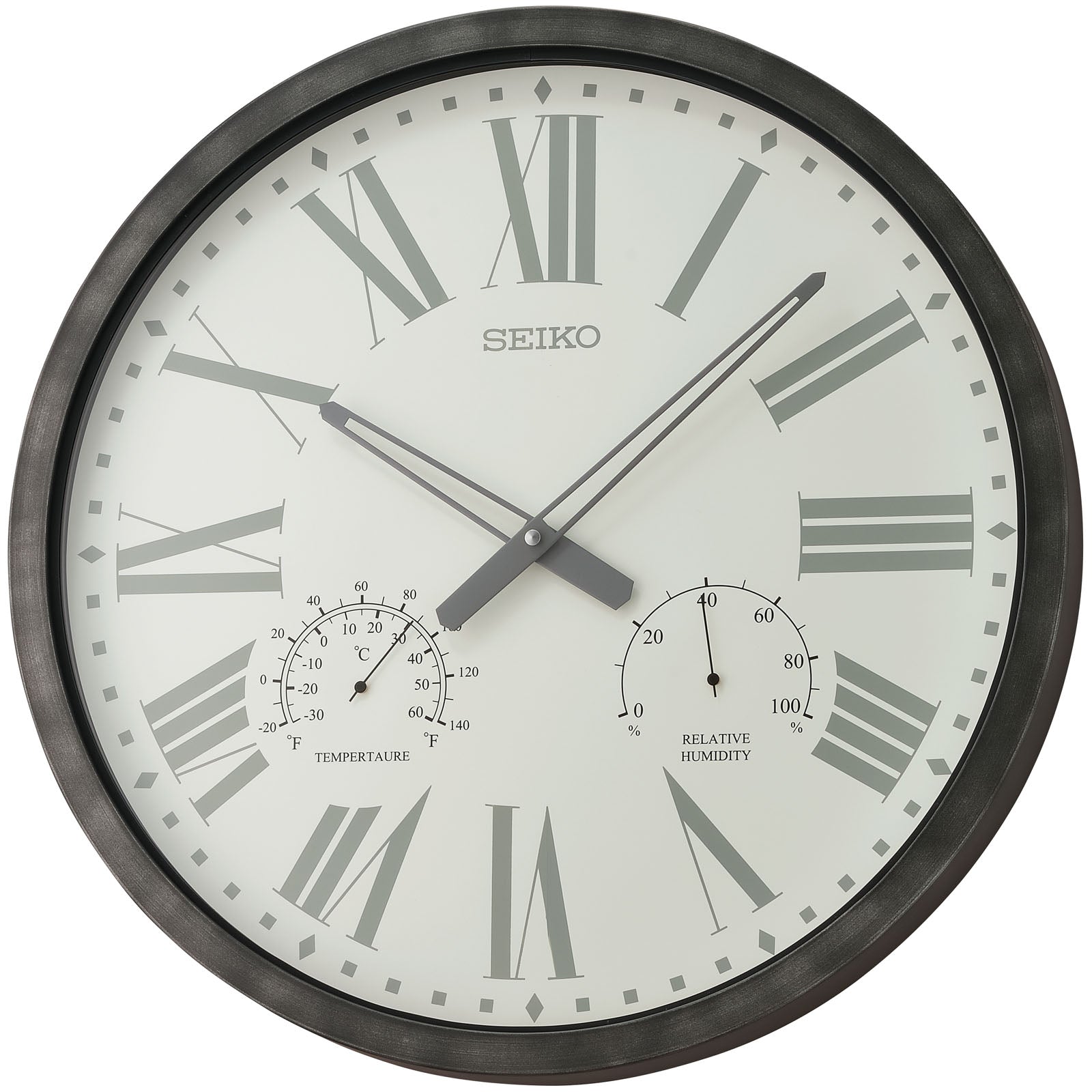 Buy Seiko Isla Temp Hygro Indoor Outdoor Wall Clock 51cm Online – Oh Clocks