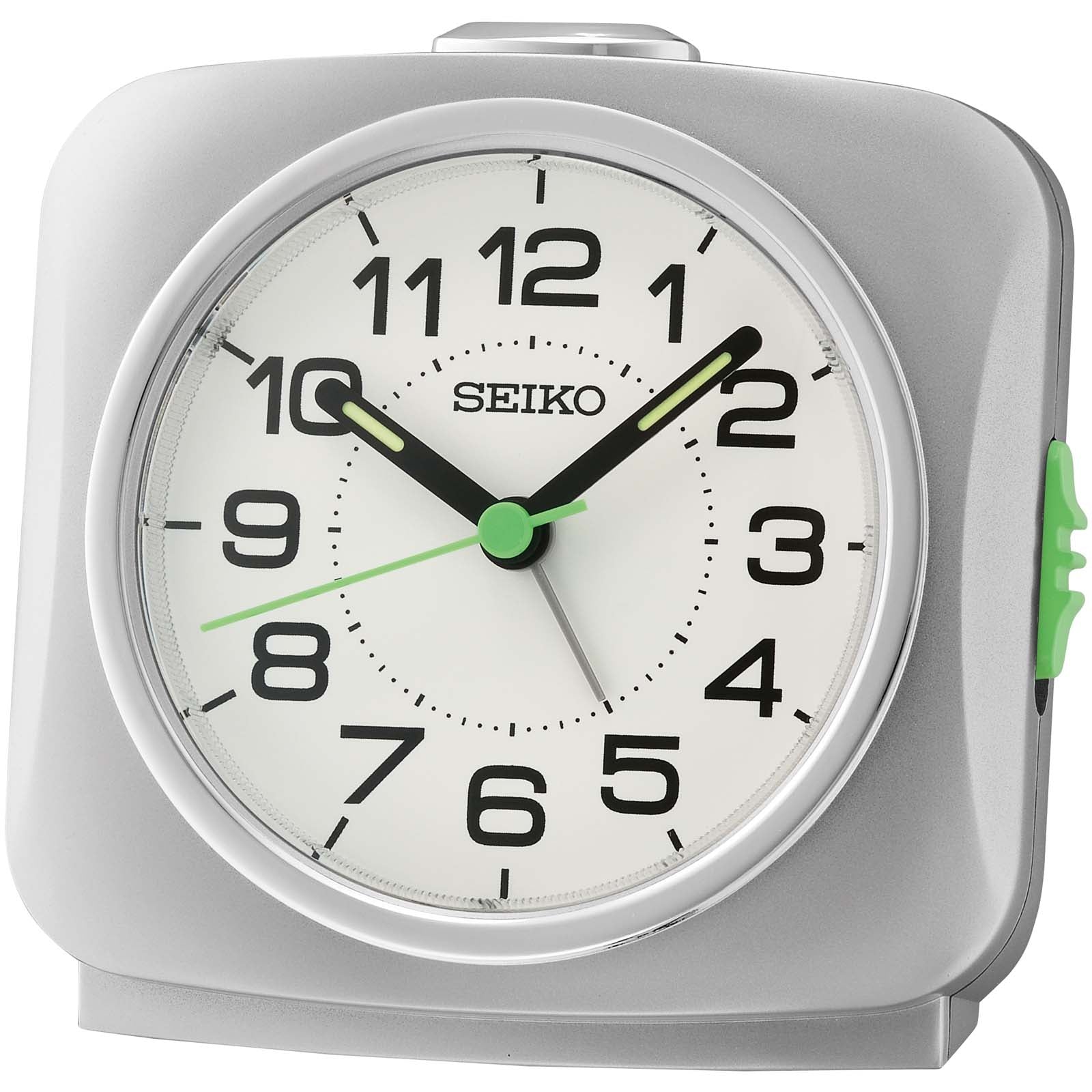 Buy Seiko Leander Bedside Table Alarm Clock Silver 10cm Online – Oh Clocks
