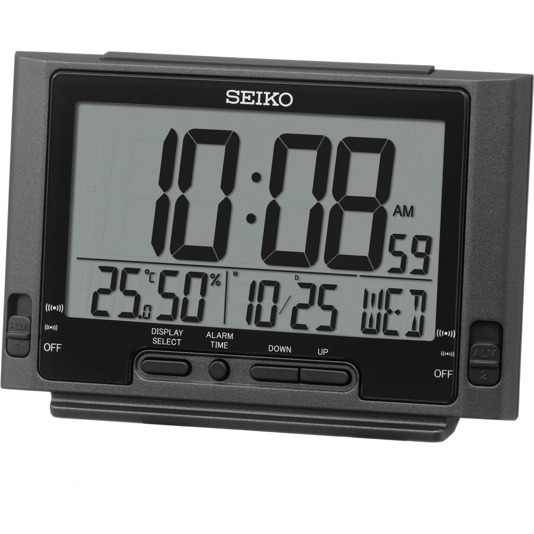 Seiko Ludwig Multifunction Digital Dual Alarm Clock Black – Oh Clocks