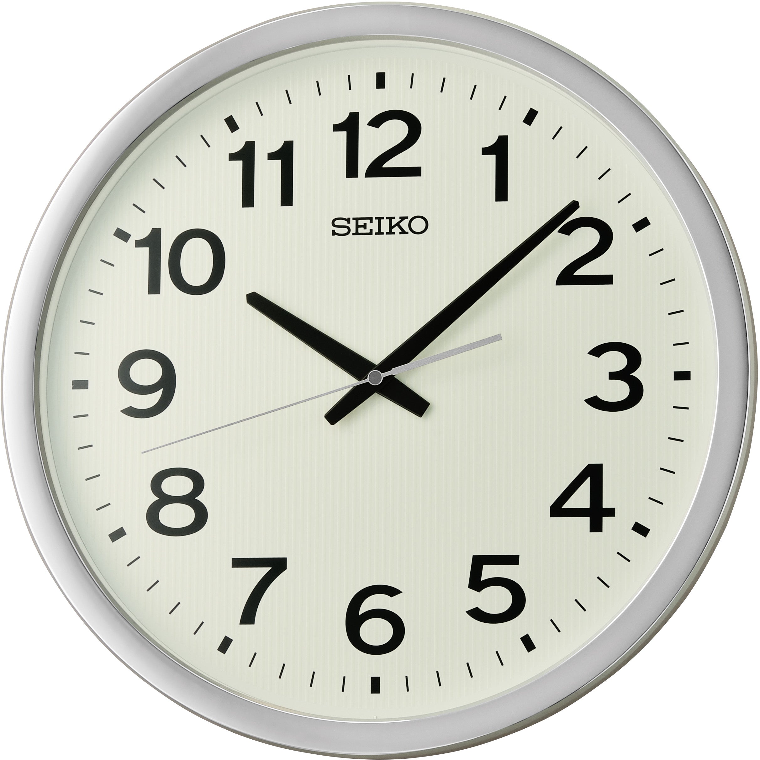 Buy Seiko Luna Glow In The Dark Wall Clock Silver 40cm Online – Oh Clocks