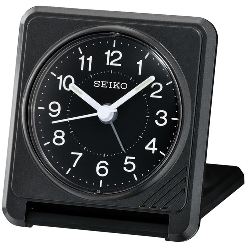 Buy Seiko Prescott Folding Travel Alarm Clock Black 8cm Online – Oh Clocks