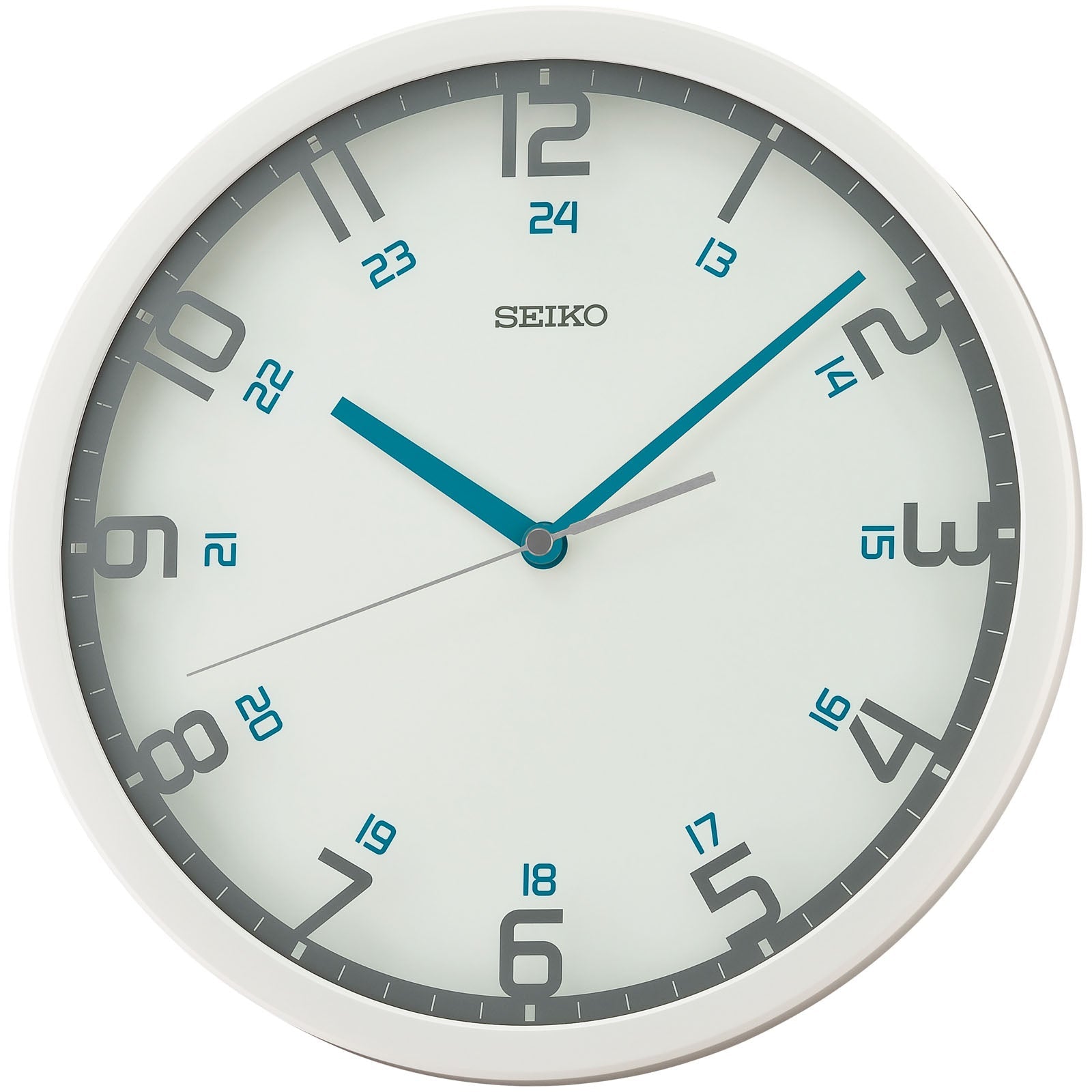 Seiko Roche Floating Numbers 24 Hour Wall Clock Matt White – Oh Clocks