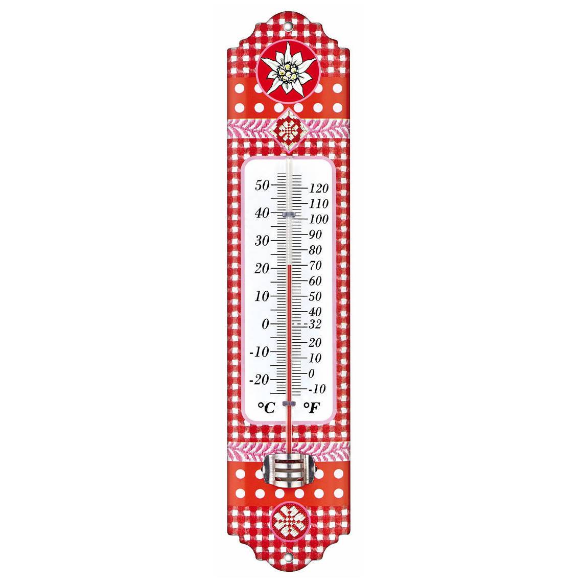 TFA Alpine Indoor Outdoor Metal Thermometer Red Edelweiss – Oh Clocks