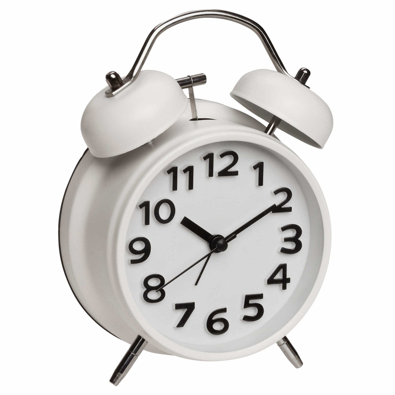 TFA Joshua Retro Metal Twin Bell 3D Numbers Alarm Clock White – Oh Clocks