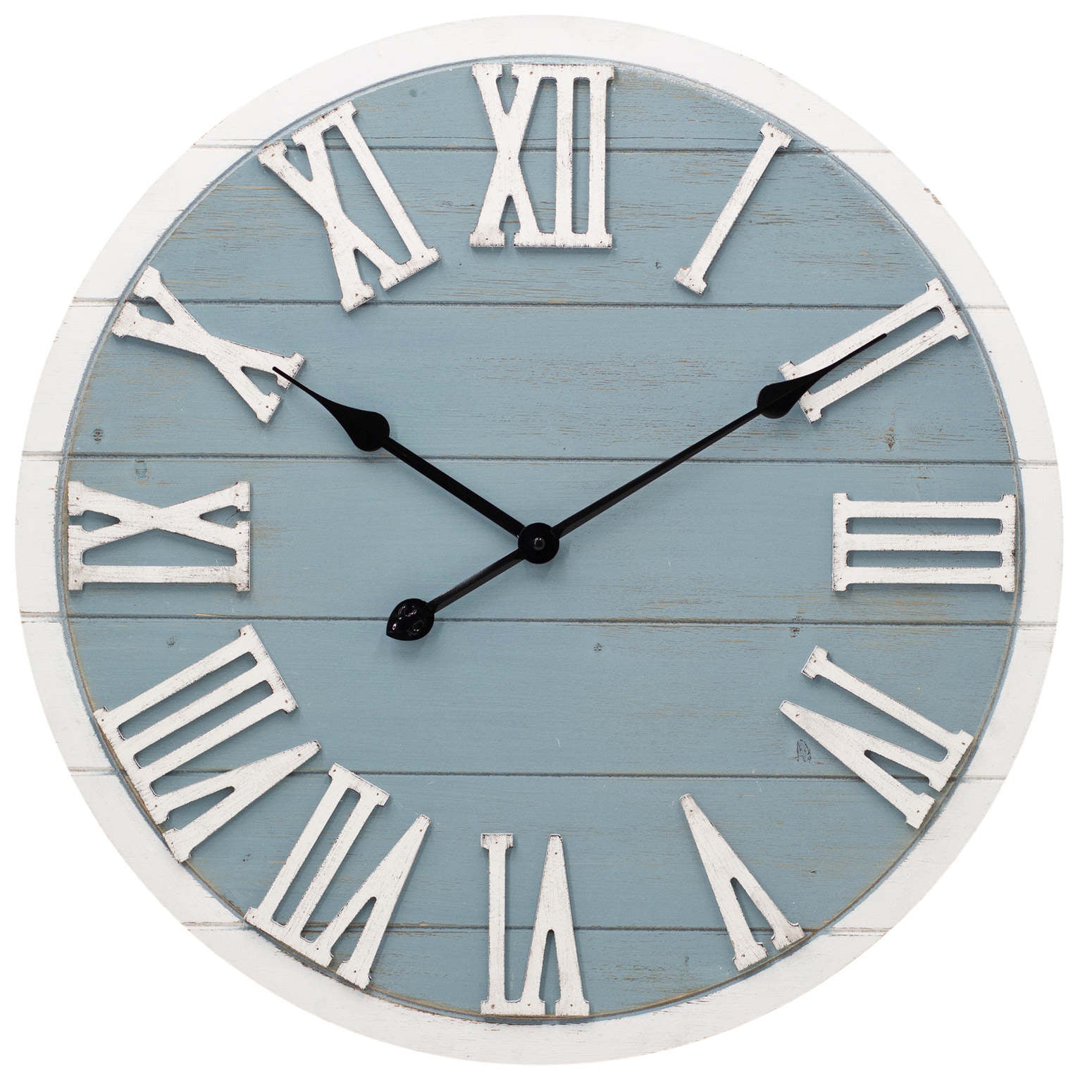 Buy Toki Belle Ocean Blue Wooden Boards Wall Clock 60cm Online – Oh Clocks