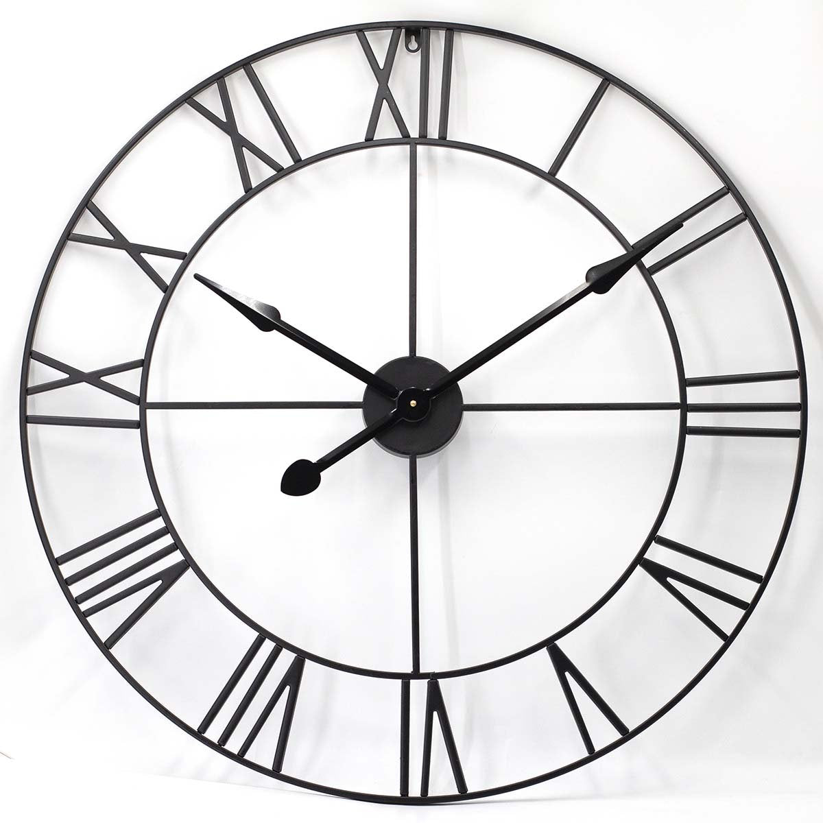 Toki Karl Extra Large Metal Roman Skeleton Wall Clock Black – Oh Clocks