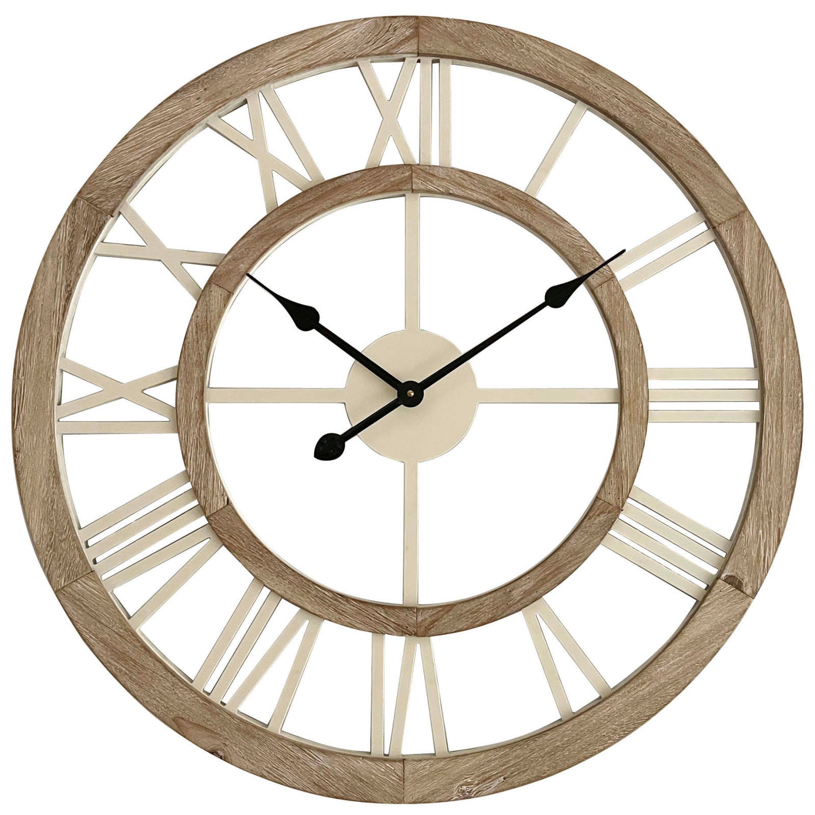 Buy Hamptons Double Frame Floating Roman Wall Clock Natural 70cm – Oh ...