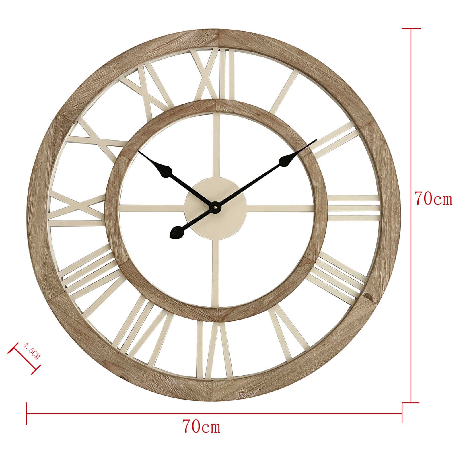 Buy Hamptons Double Frame Floating Roman Wall Clock Natural 70cm – Oh ...