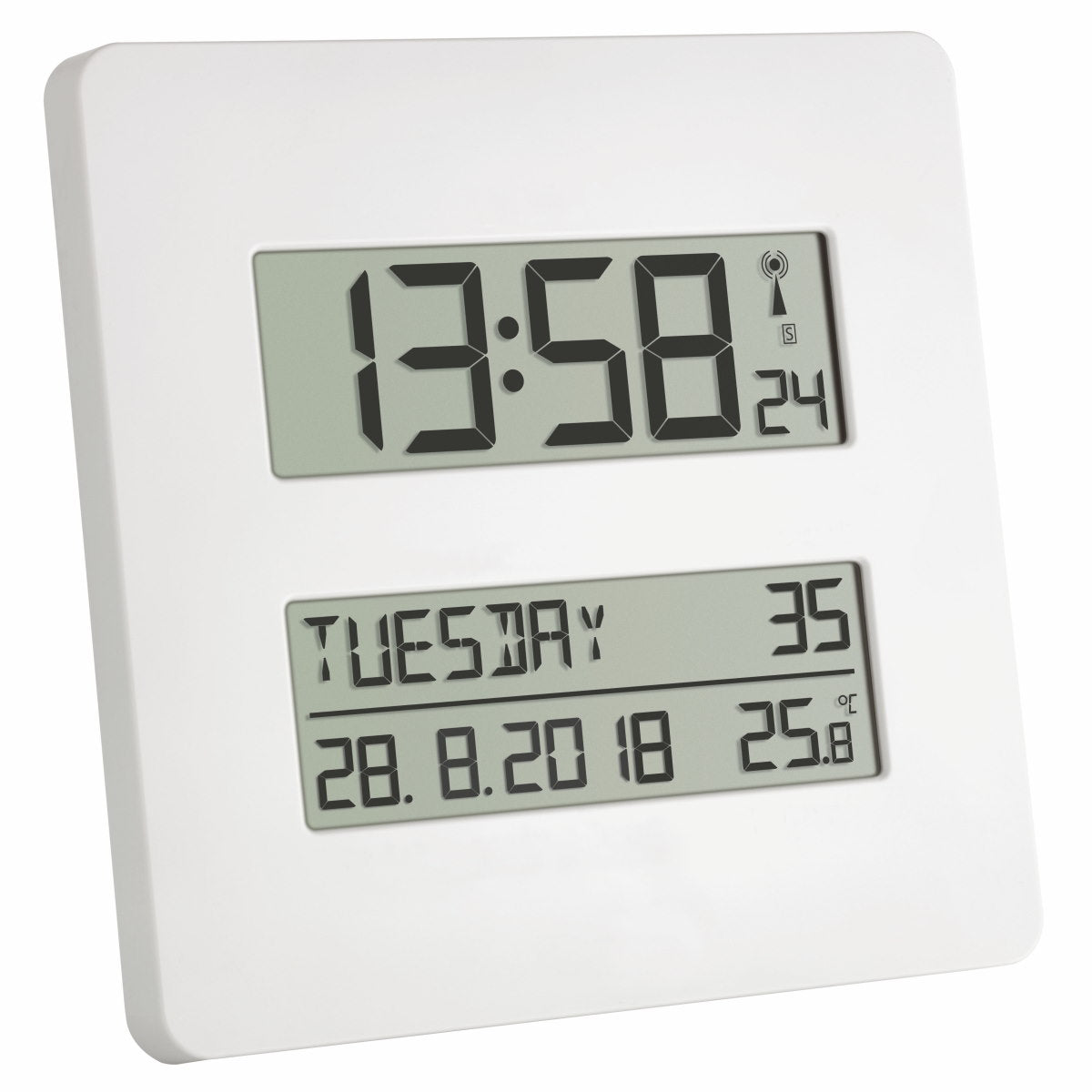 Buy TFA Temperature Day Date Digital Alarm Wall or Table Clock 20cm ...